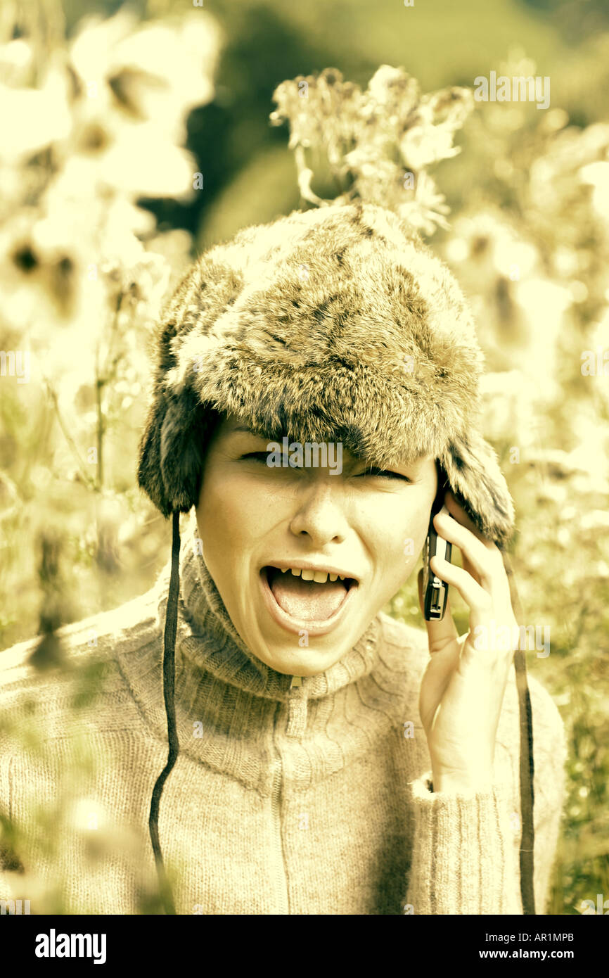 outdoor autumn day mead field grass close up portrait woman young 25 30 ...