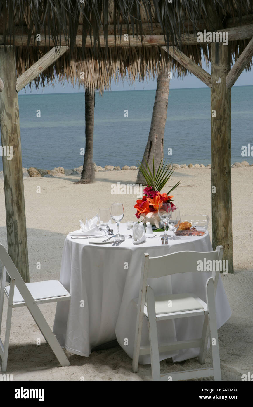 Dinner table in beach hut Stock Photo - Alamy