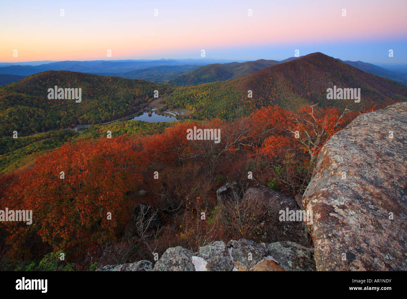 Dusk, Sharp Top Mountain, Peaks of Otter, Blue Ridge Parkway, Virginia ...