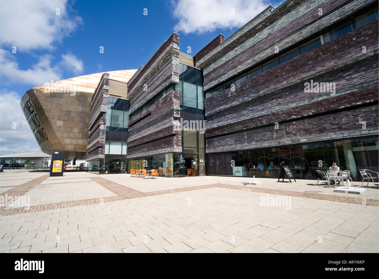 Wales Millennium Centre showing the slate wall cladding Stock Photo - Alamy