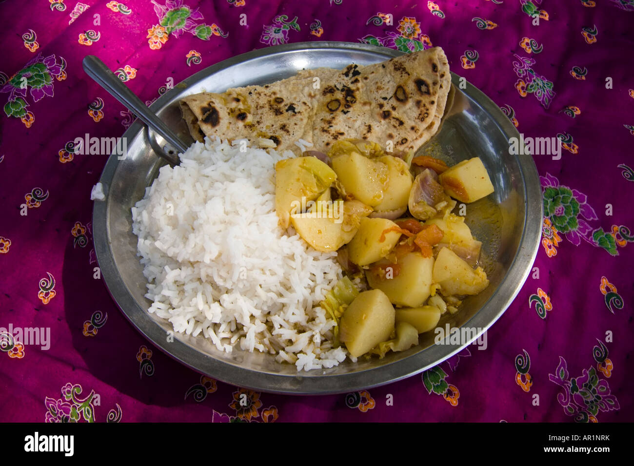 Chapati rice and vegetable for lunch during safari - Thar desert ...