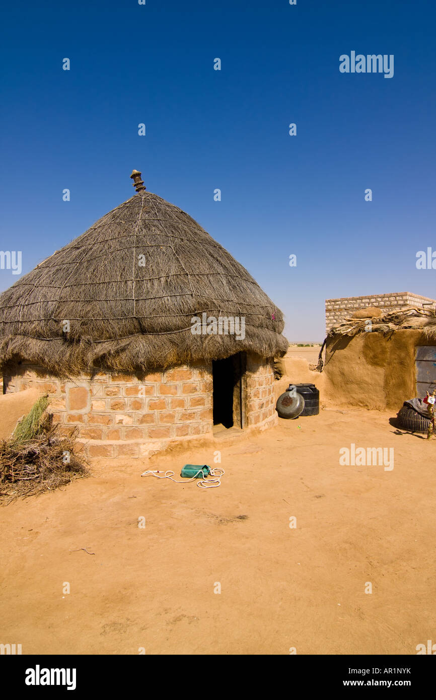 House in a small isolated village - Thar desert, Rajasthan, India Stock ...