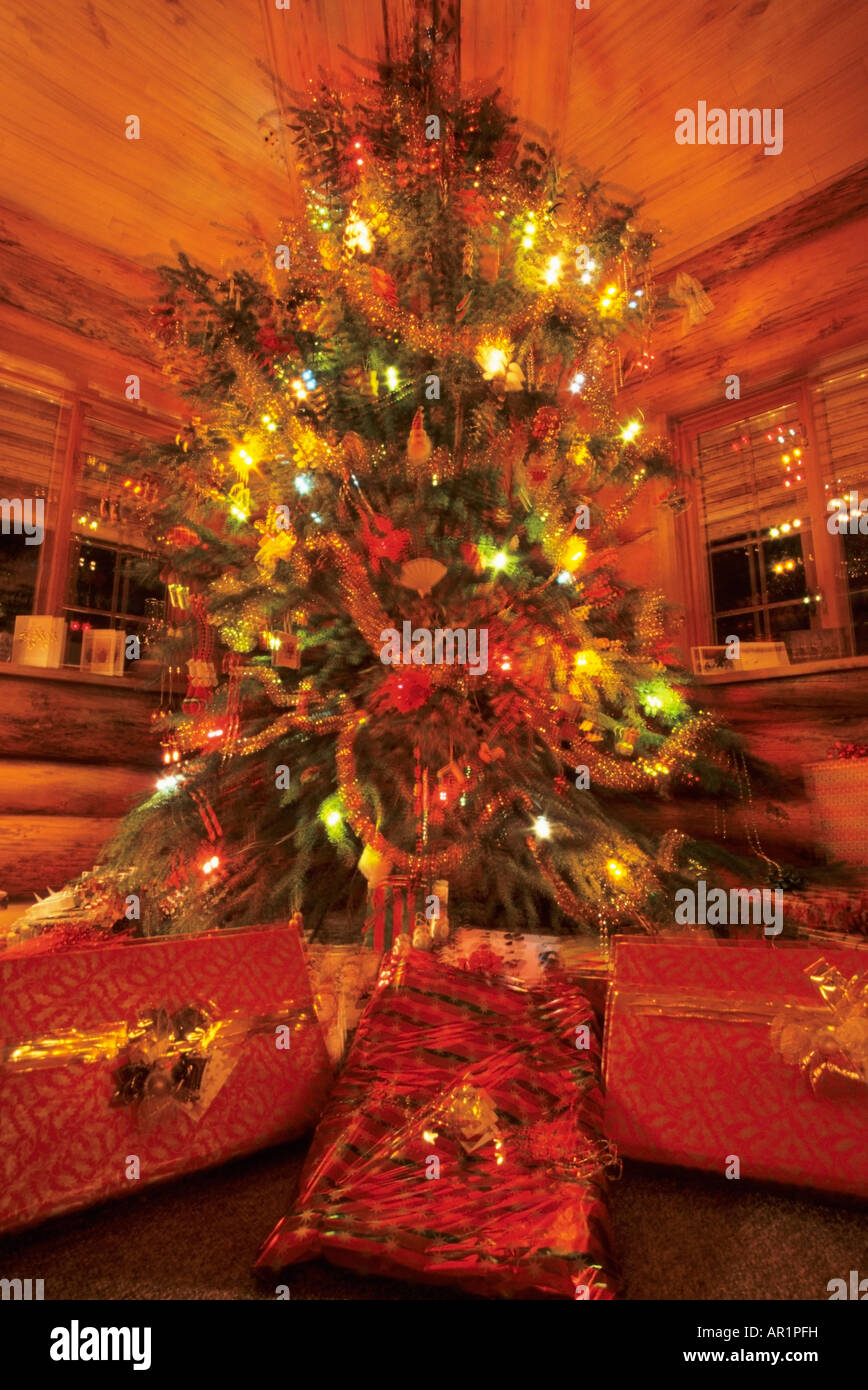 Christmas tree at lodge zoomed in Smithers British Columbia Stock Photo ...