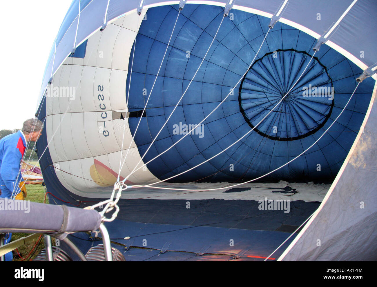Balloon Reg No.G-CCSS BT. Hot Air Balloon preparing to inflate ready ...