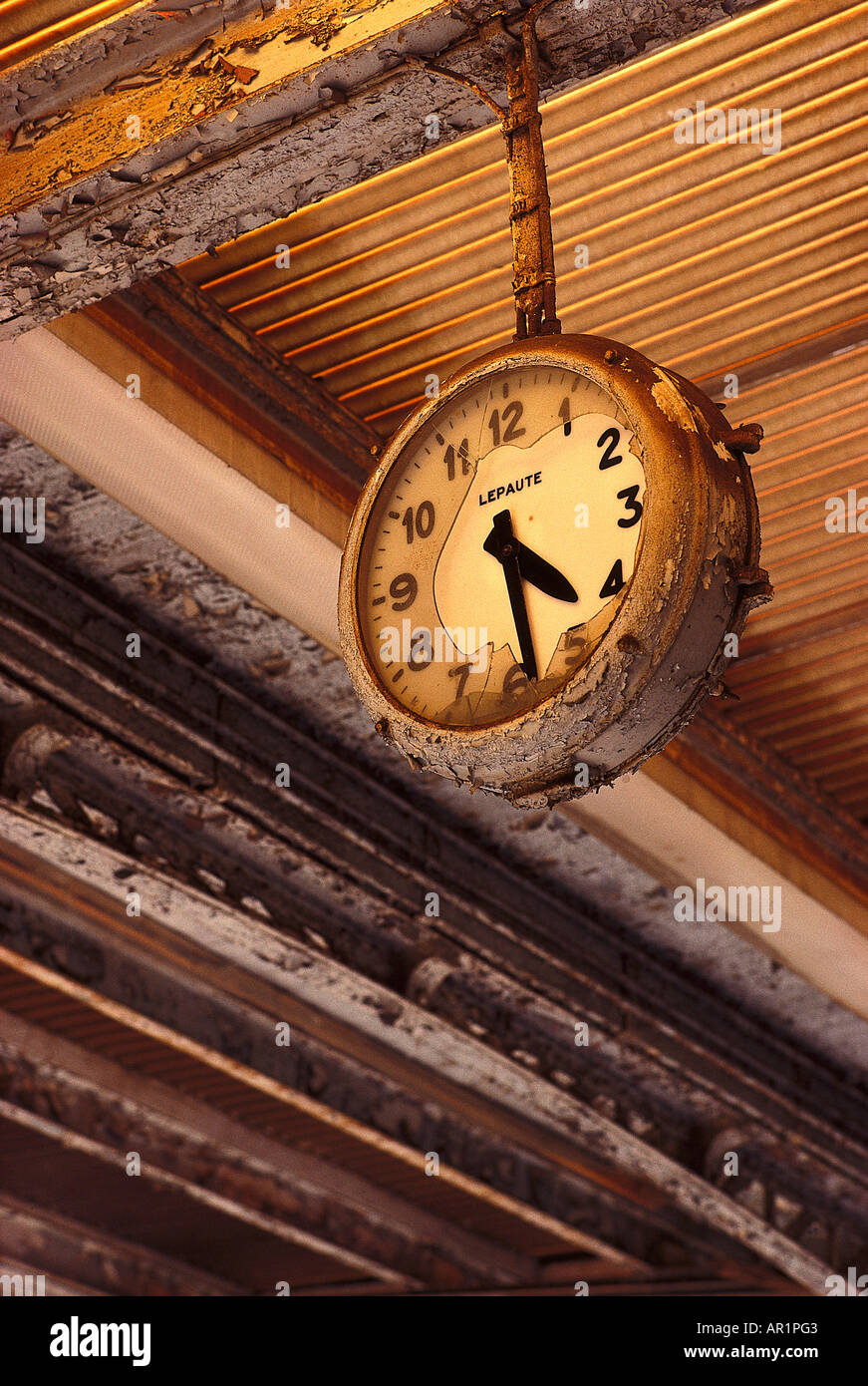 old broken rusty platform clock, Paris, France Stock Photo - Alamy