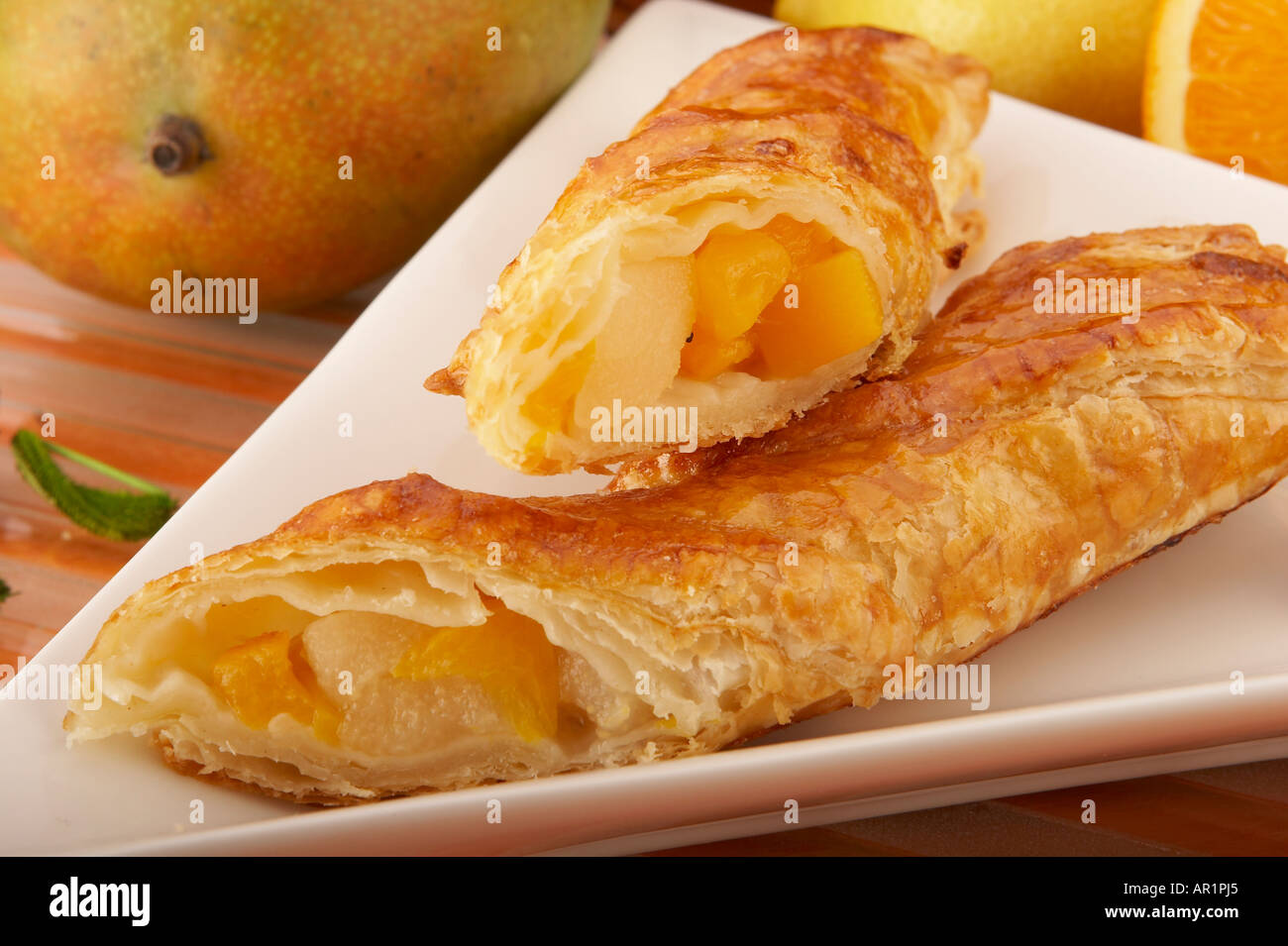 Exotic fruits in puff paste Stock Photo - Alamy