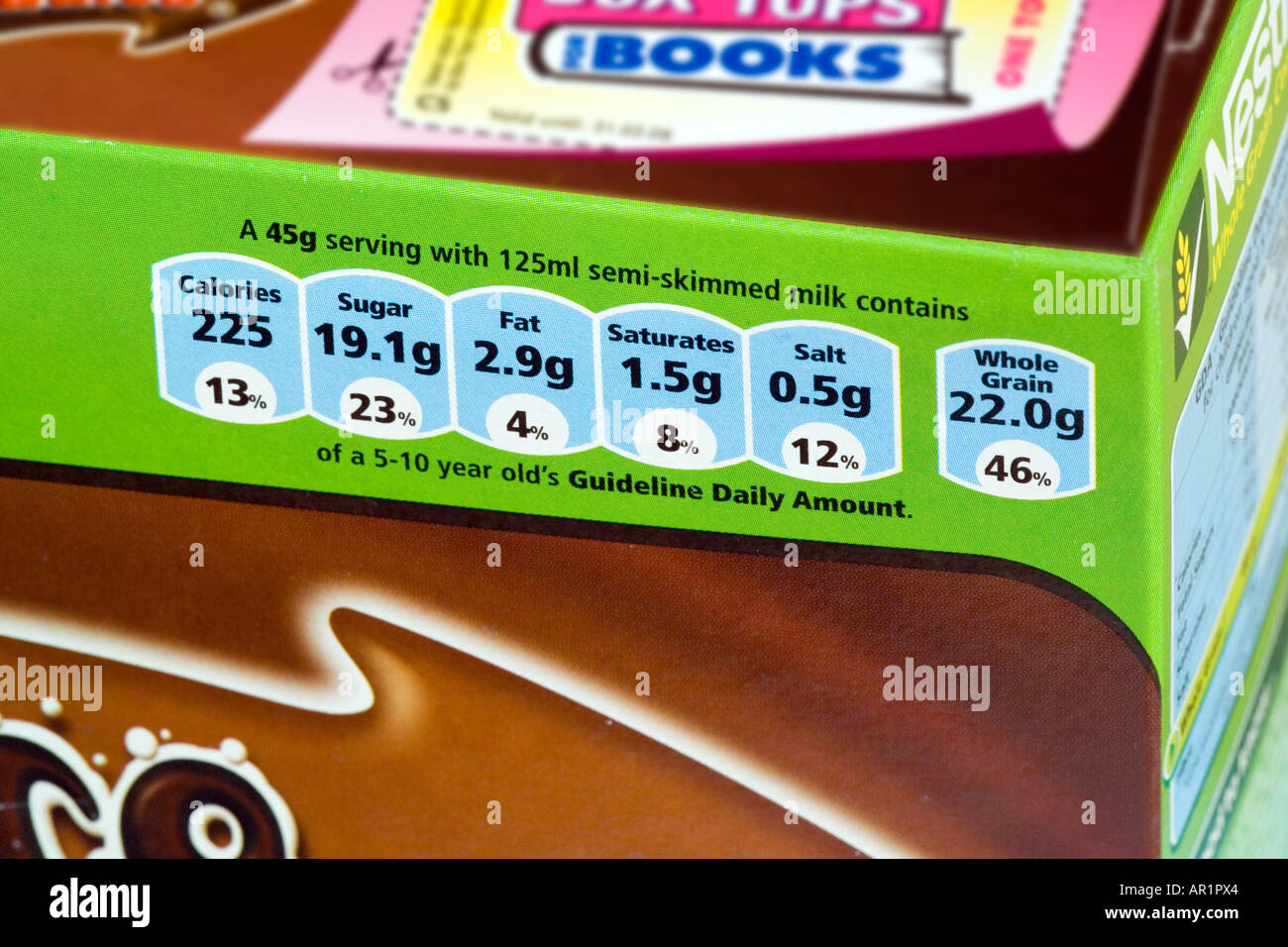 High Fibre Vegetarian breakfast cereal health packaging Stock Photo - Alamy