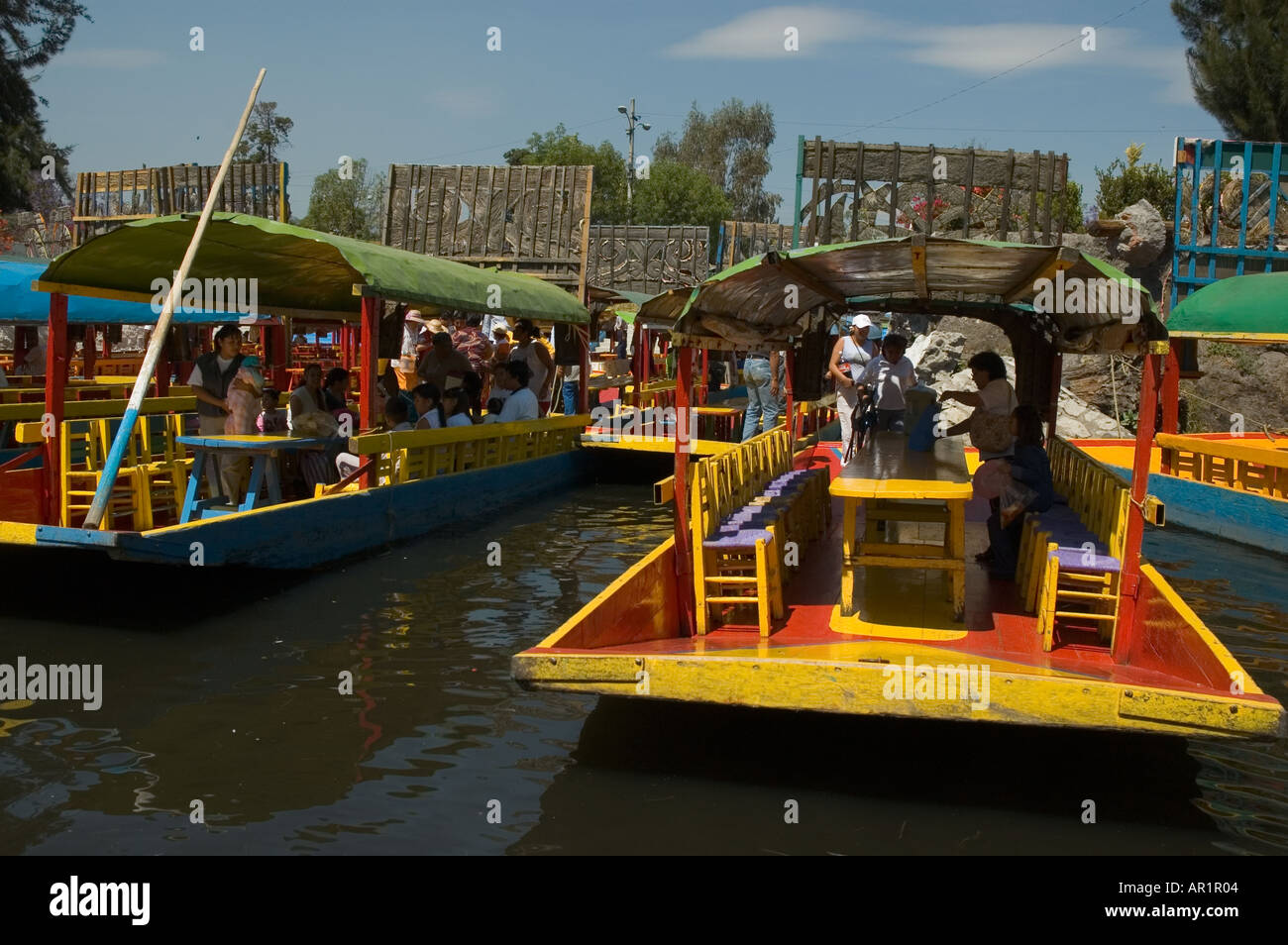 MEXICO Xochimilco traditional Mexican barges on the canal Stock Photo ...