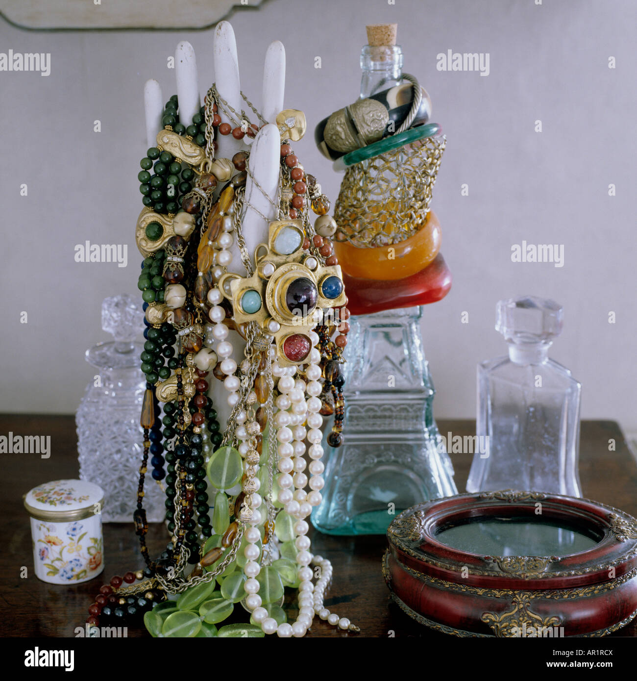 jewellery displayed on a plaster model of a hand Stock Photo - Alamy