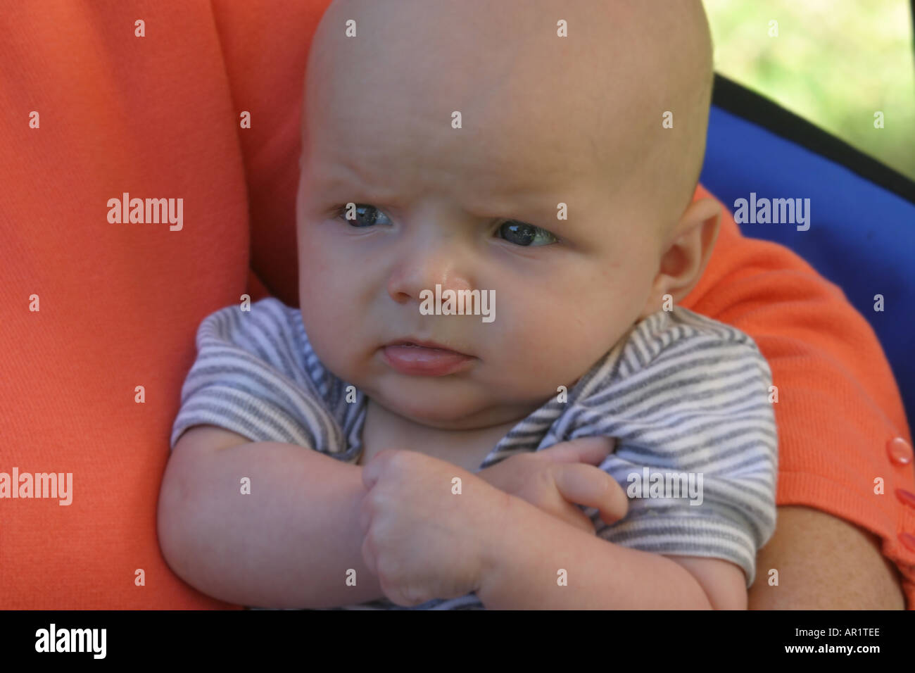 Baby with folded arms and mother Stock Photo - Alamy