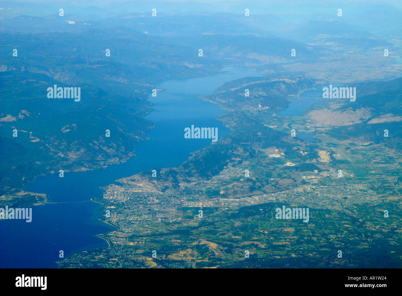 lake and city View from the airplane window Stock Photo - Alamy