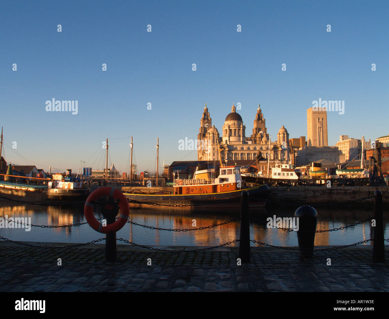Liver Building and Tug Boats from Albert Dock Liverpool Merseyside ...