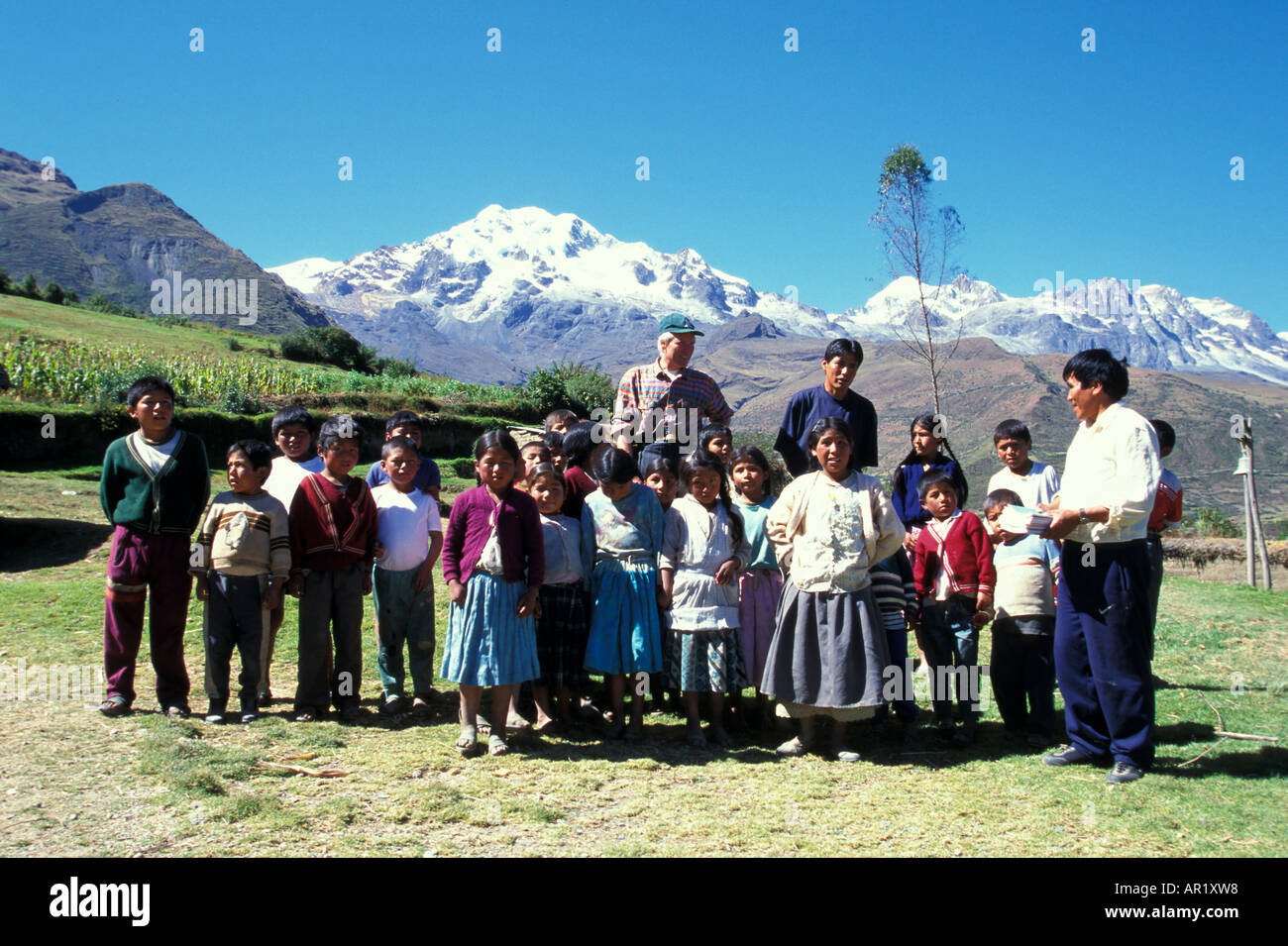Bolivian children, Ancohuma Trekking Bolivia, South America Stock Photo ...