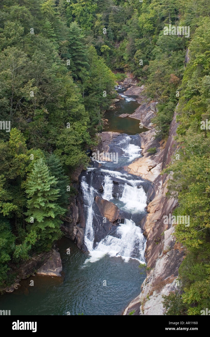 Waterfalls along the Tallulah River at Tallulah Gorge in north Georgia ...