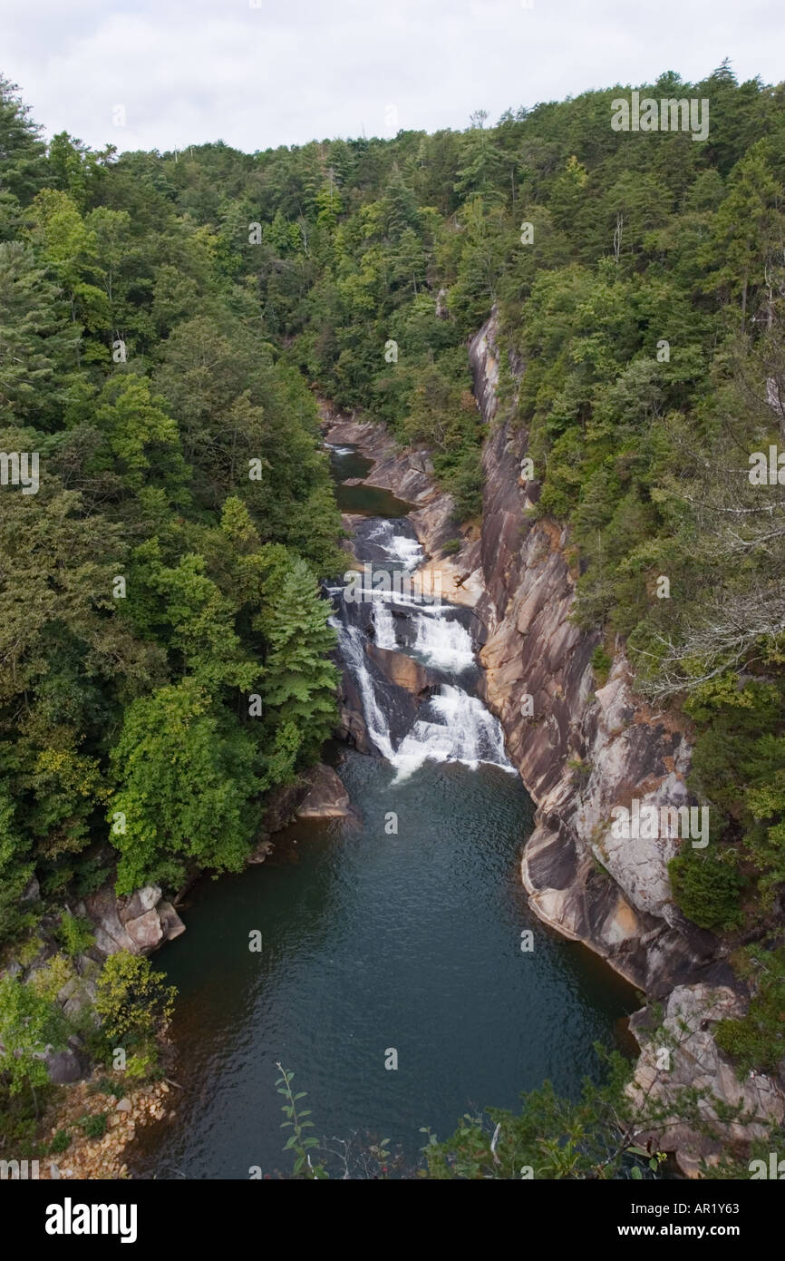 Waterfalls along the Tallulah River at Tallulah Gorge in north Georgia ...