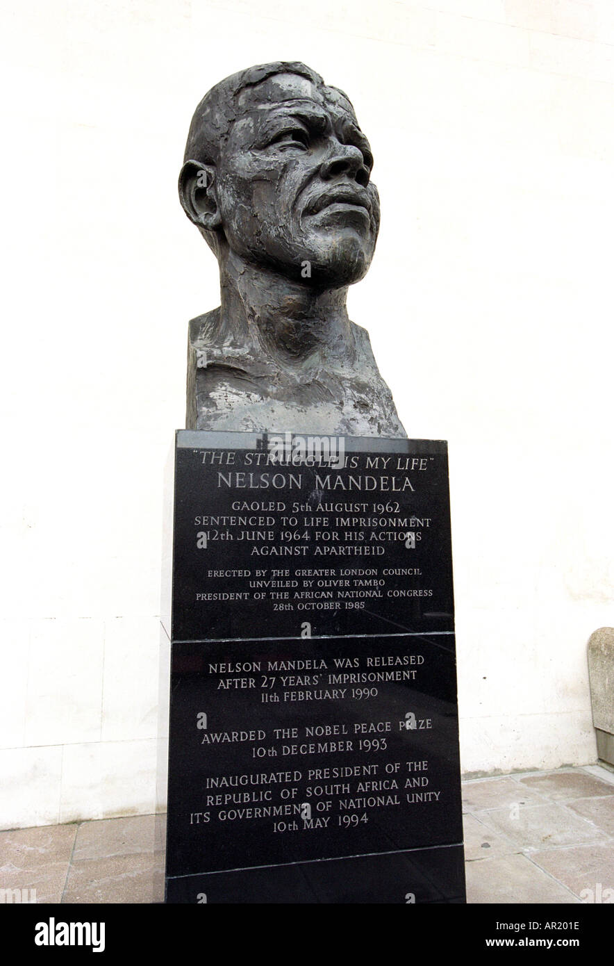 Statue of Nelson Mandela by Hungerford Bridge in London England UK ...