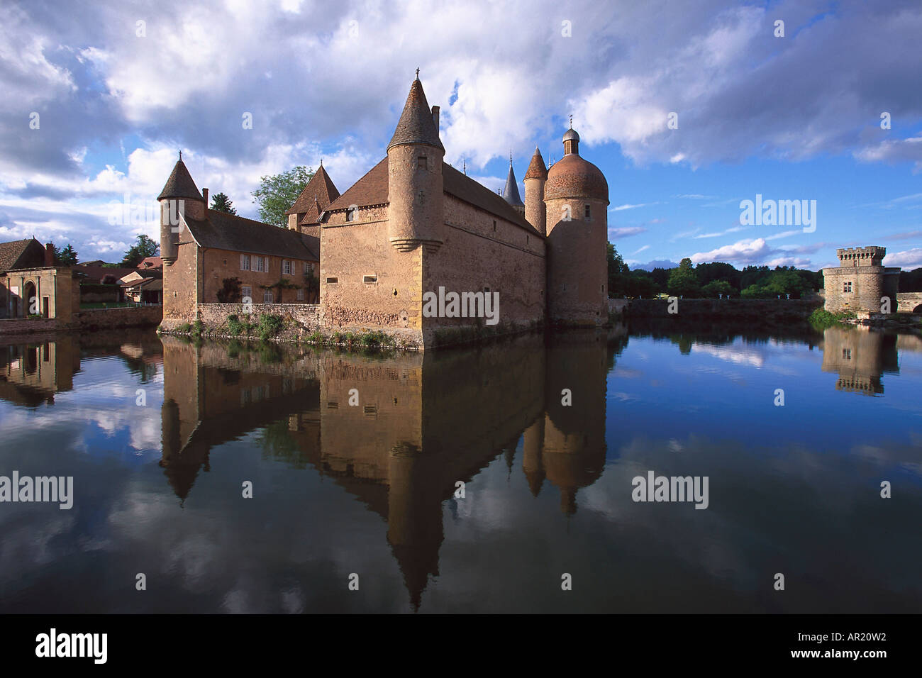 Moated Castle Chateau La Clayette, La Clayette, Burgundy, France Stock ...