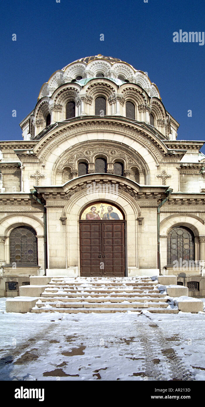 Porch Of Alexander Nevsky Memorial Cathedral Church In Snow In Sofia ...
