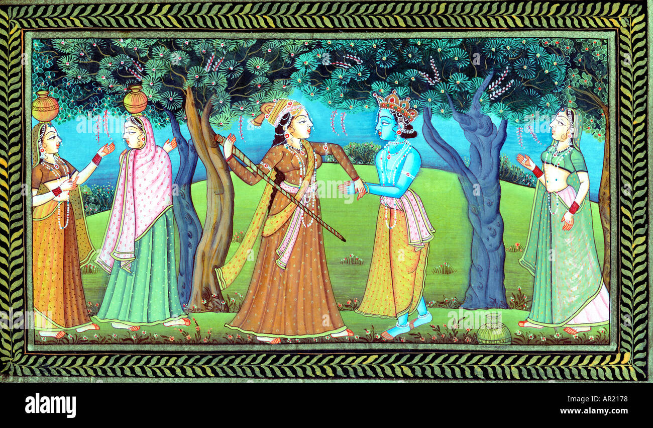 Indian silk painting hi-res stock photography and images - Alamy