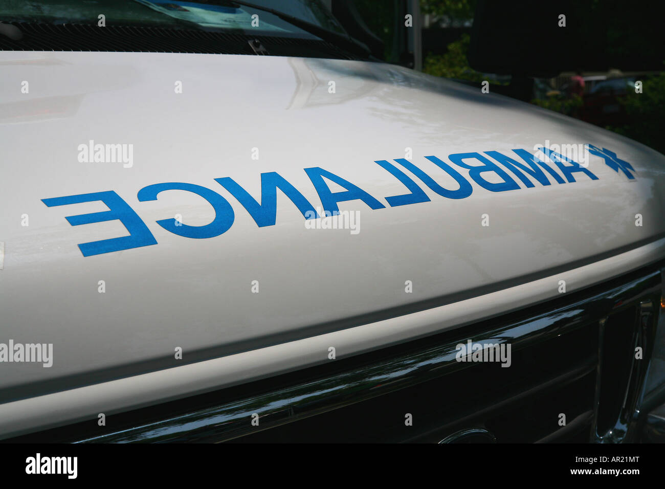 The front of an ambulance Stock Photo - Alamy
