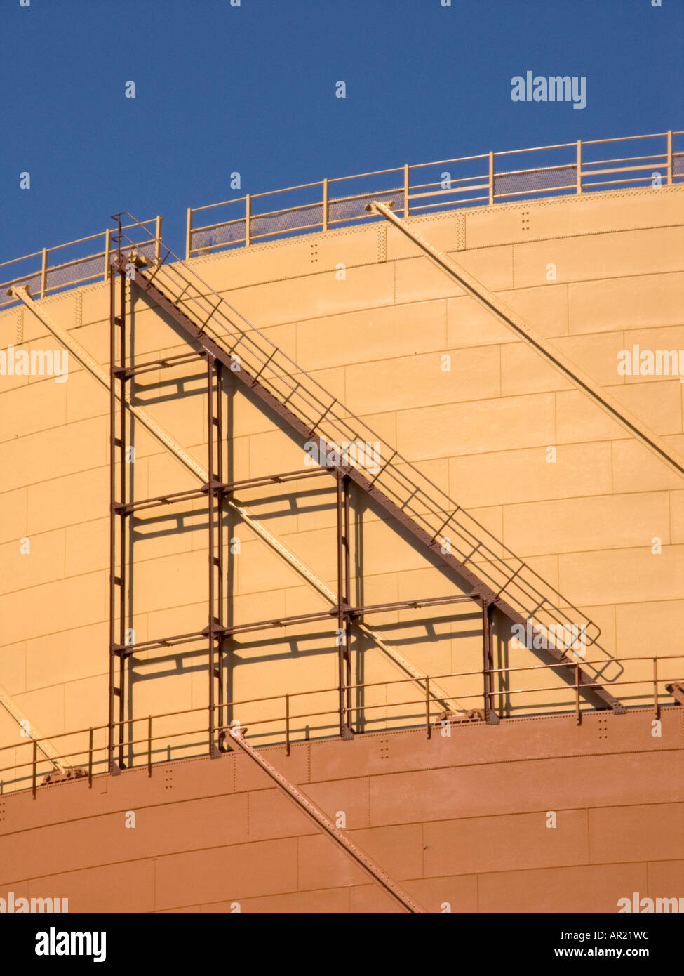 Detail of large gas tank with access ladder structure, Chelsea Gas ...