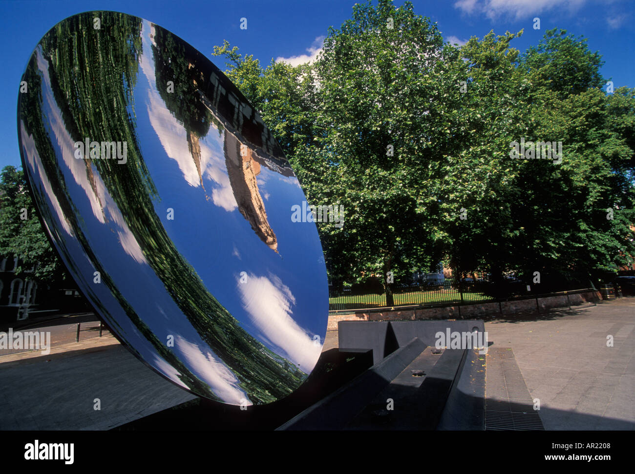The stainless steel Sky Mirror outside the Nottingham Playhouse theatre ...