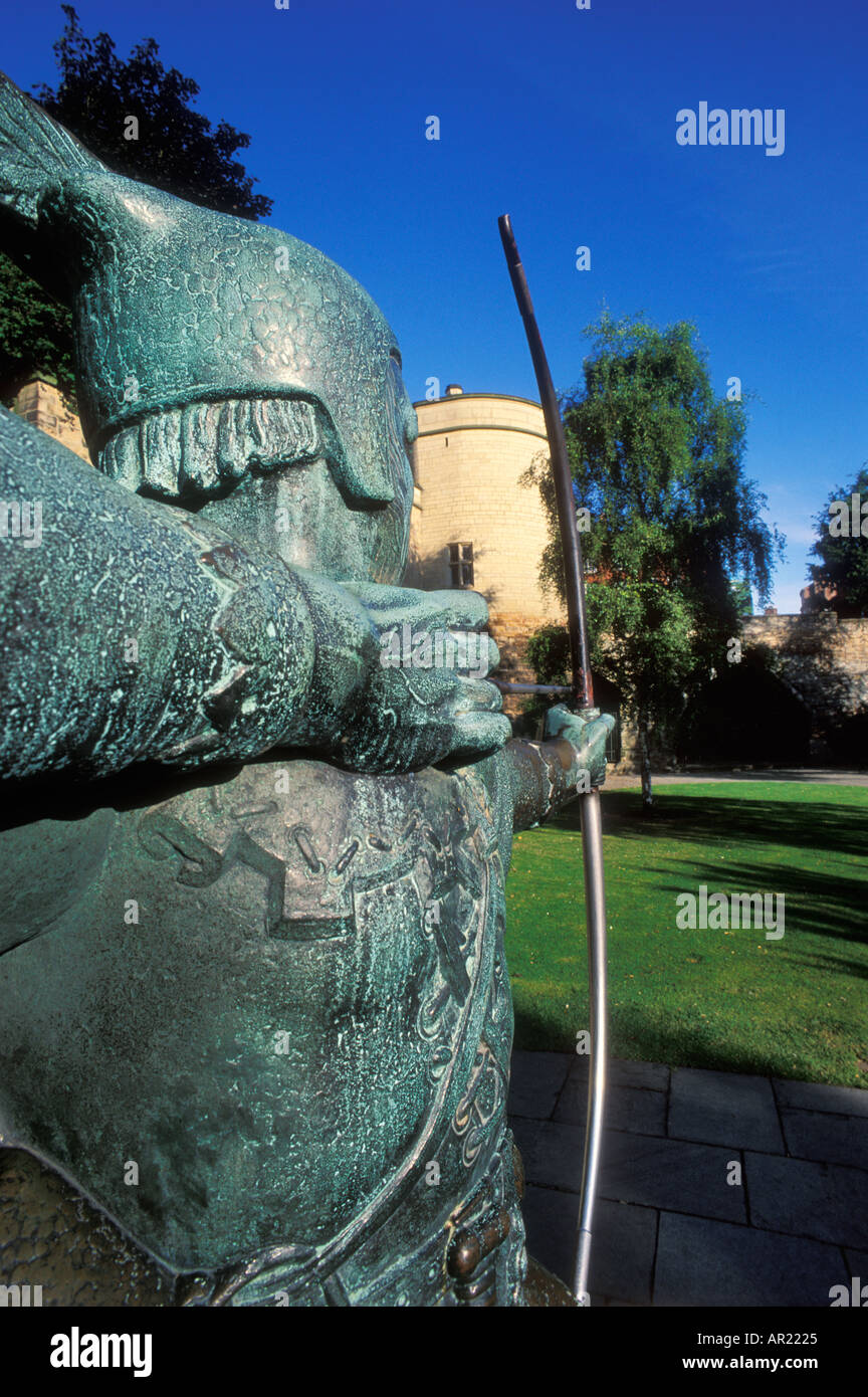 Statue of Robin Hood outside Nottingham Castle Nottingham England GB UK ...