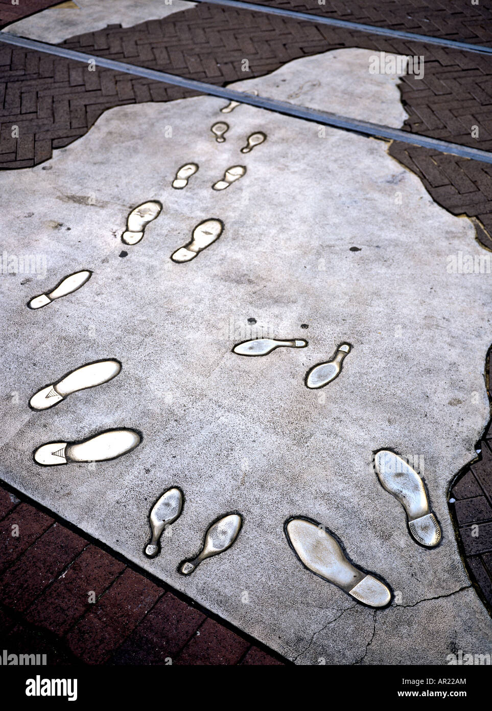 Footsteps at the tram stop in Perth city Western Australia Stock Photo ...