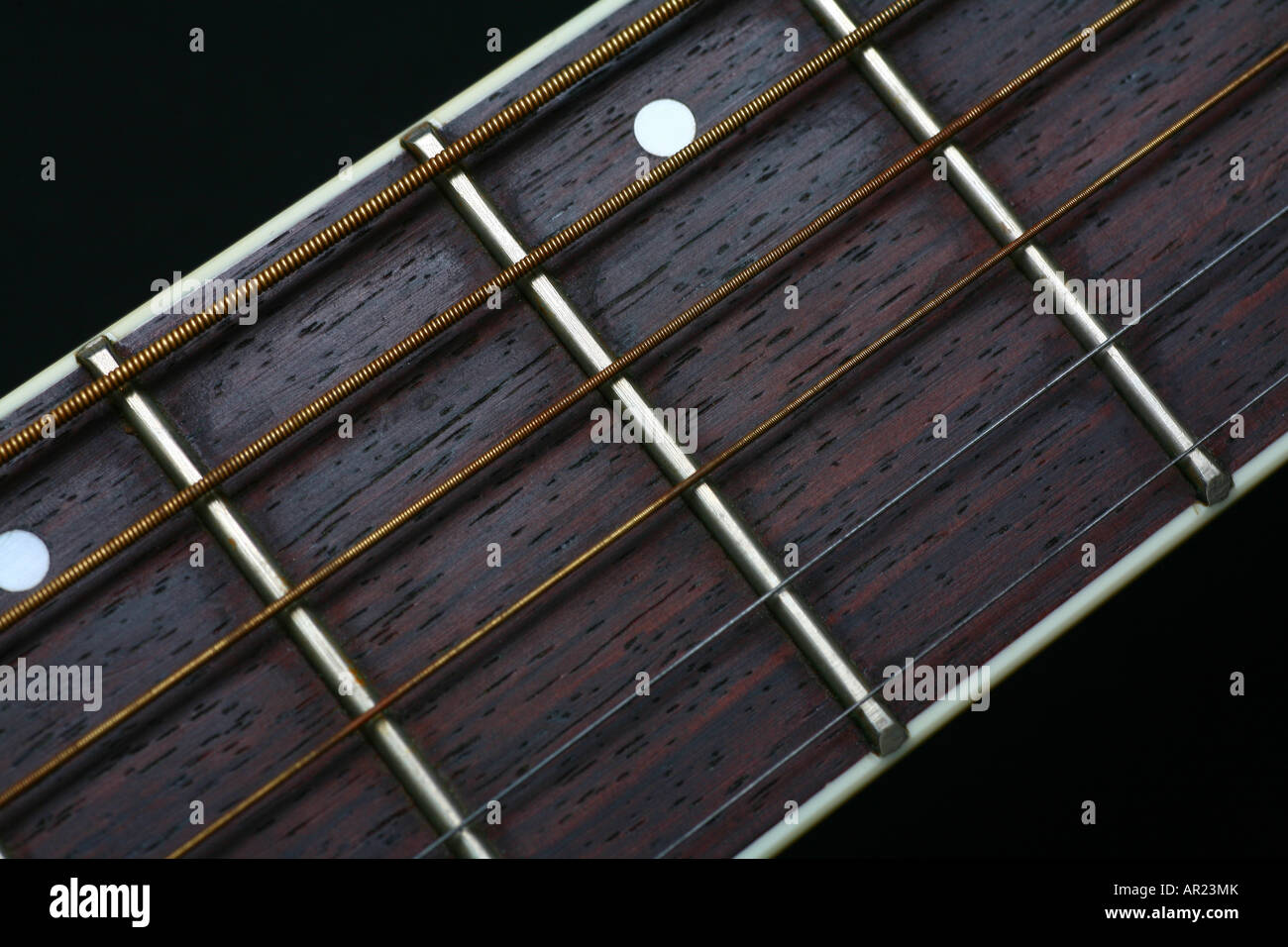 Close-up of the neck of an acoustic guitar Stock Photo - Alamy