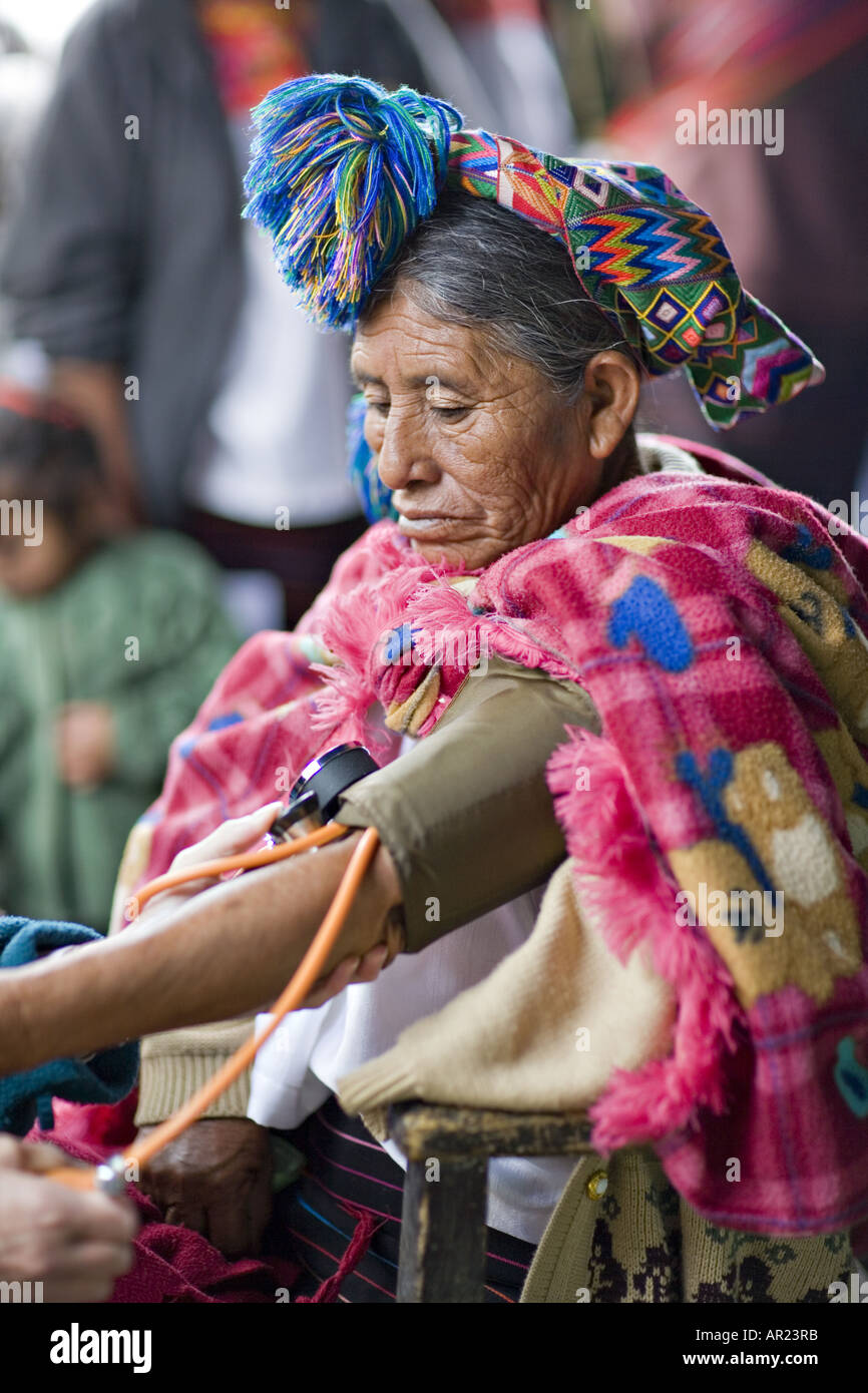 GUATEMALA CAPELLANILLA Elderly Maya Ixil woman in colorful traditional ...