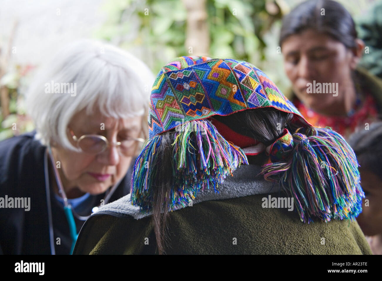 GUATEMALA CAPELLANILLA Elderly indigenous Maya Ixil woman in colorful ...