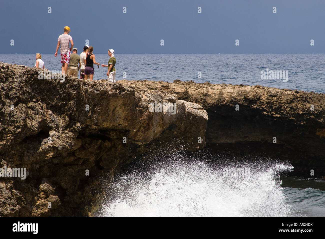 Visitors enjoying Boka Wandomi in Shete Boka National Park Curacao ...