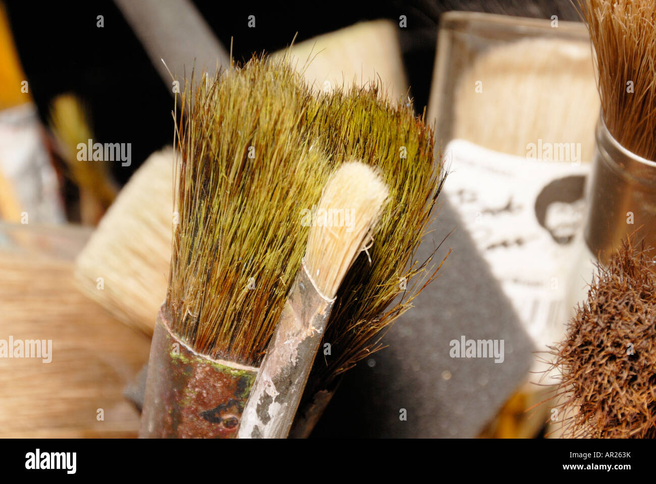Artist paint asorted paint brushes Stock Photo - Alamy