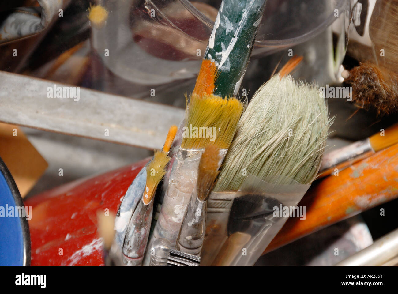 Artist paint asorted paint brushes Stock Photo - Alamy