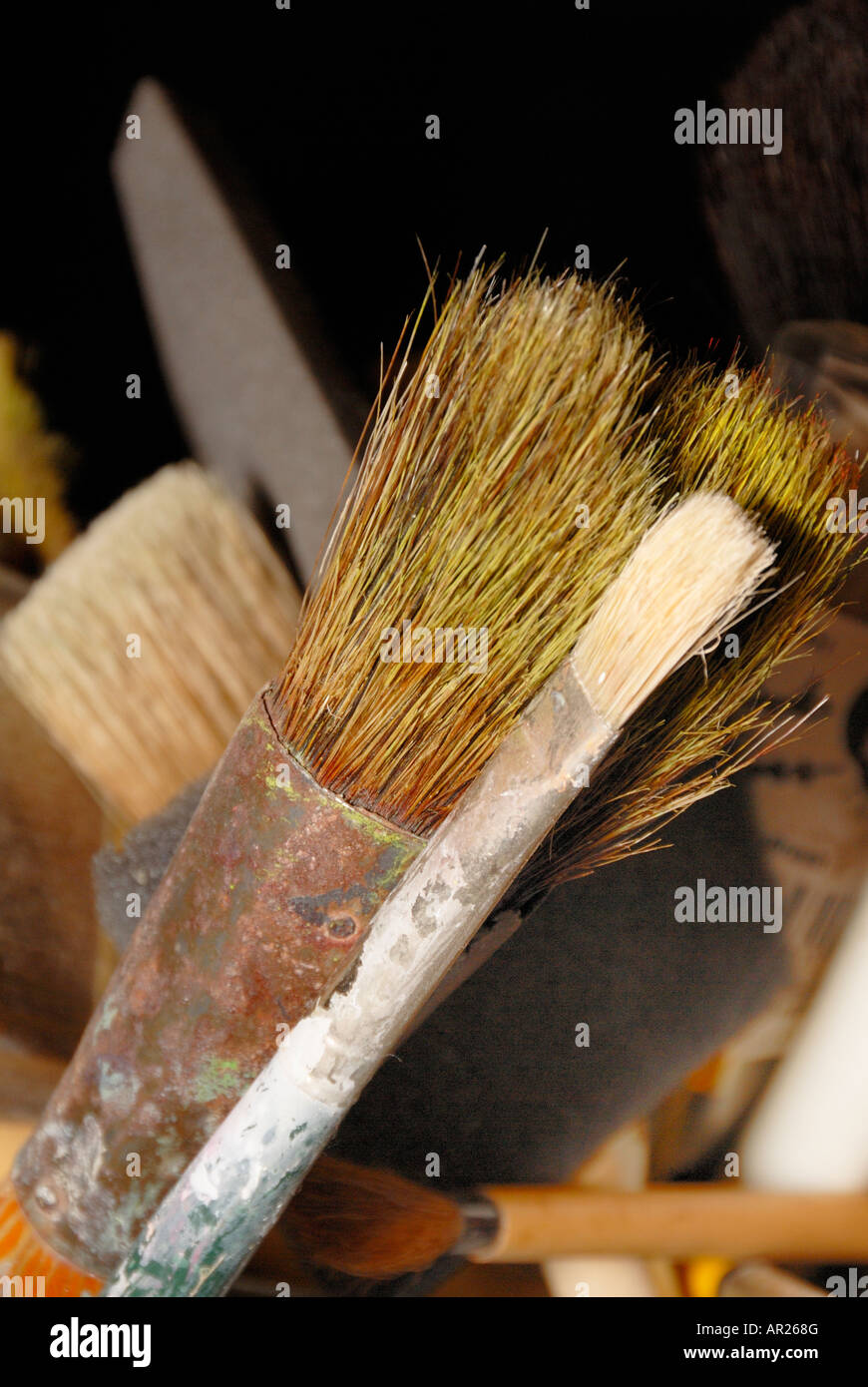 Artist paint asorted paint brushes Stock Photo - Alamy