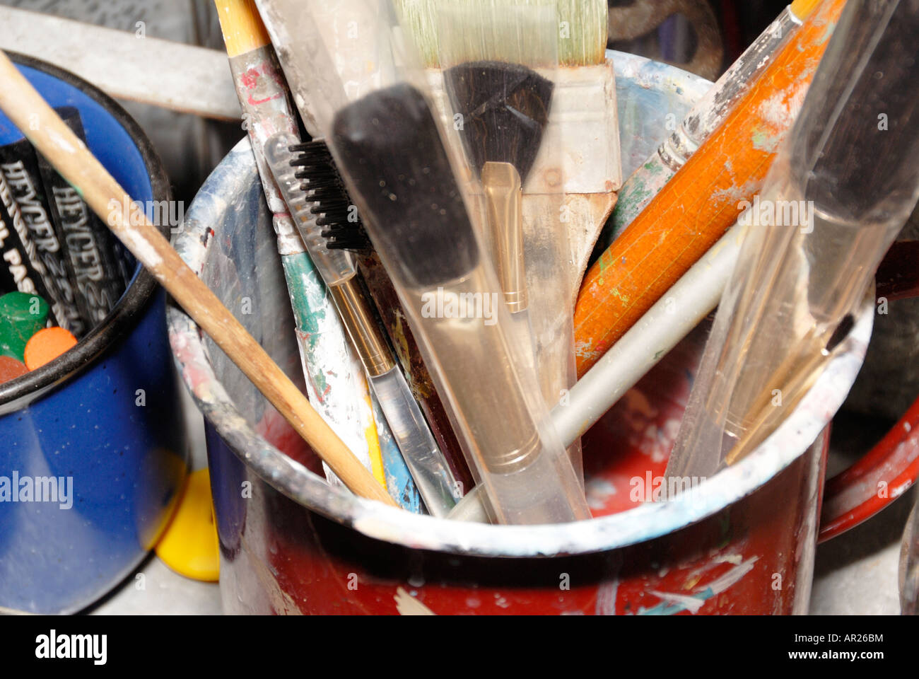 Artist paint asorted paint brushes Stock Photo - Alamy