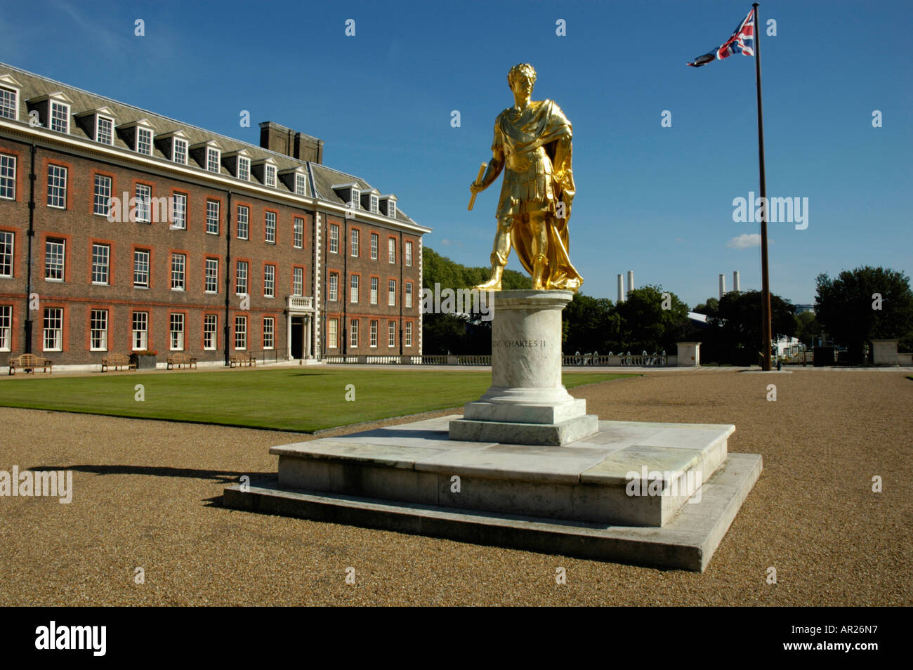 View of Figure Court and statue of King Charles II at the Royal ...