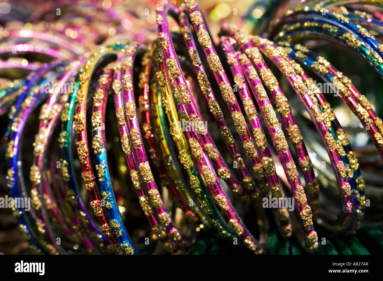 Indian glass coloured bangles Stock Photo - Alamy