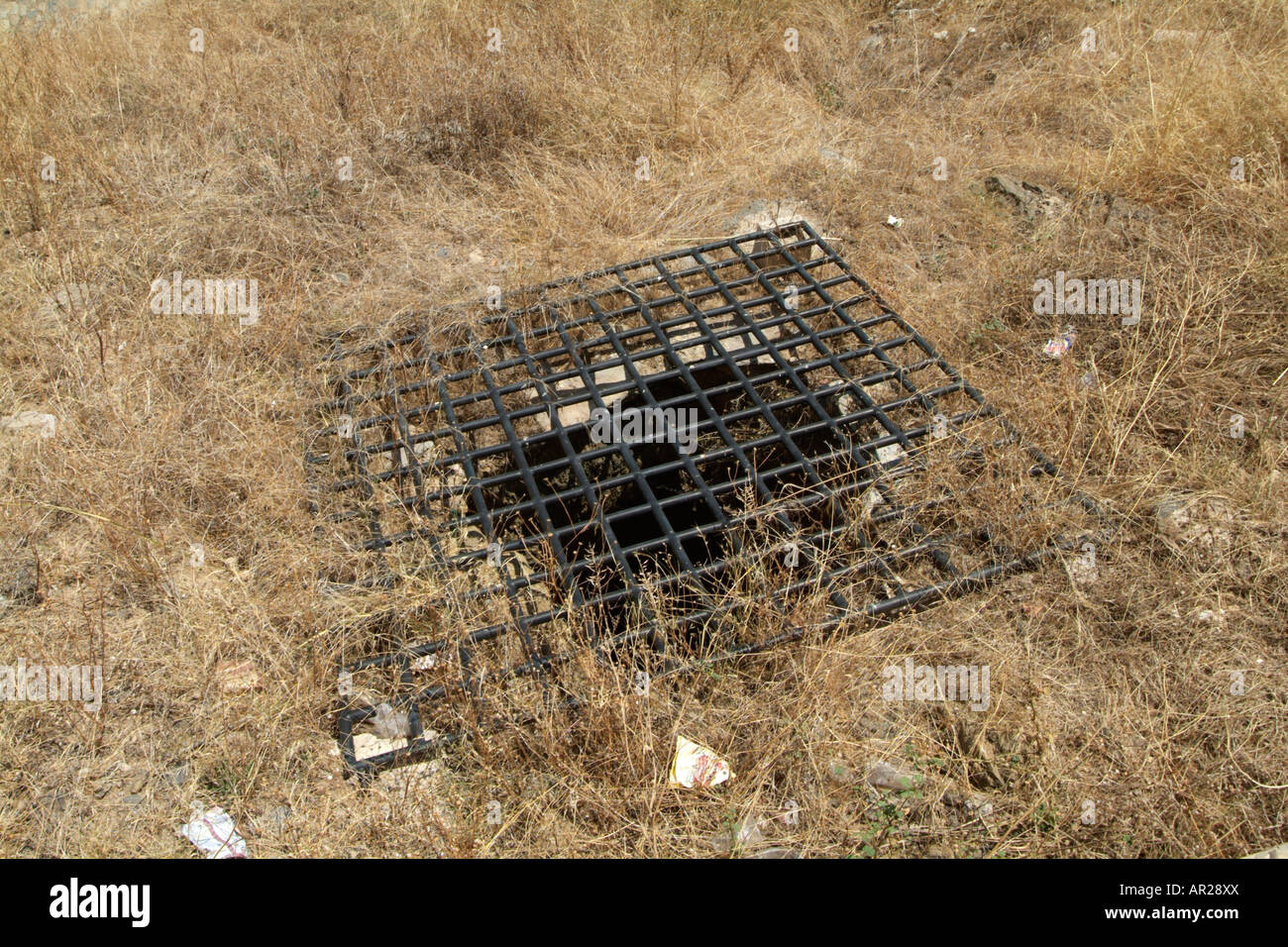 grid to protect ground water well Stock Photo - Alamy