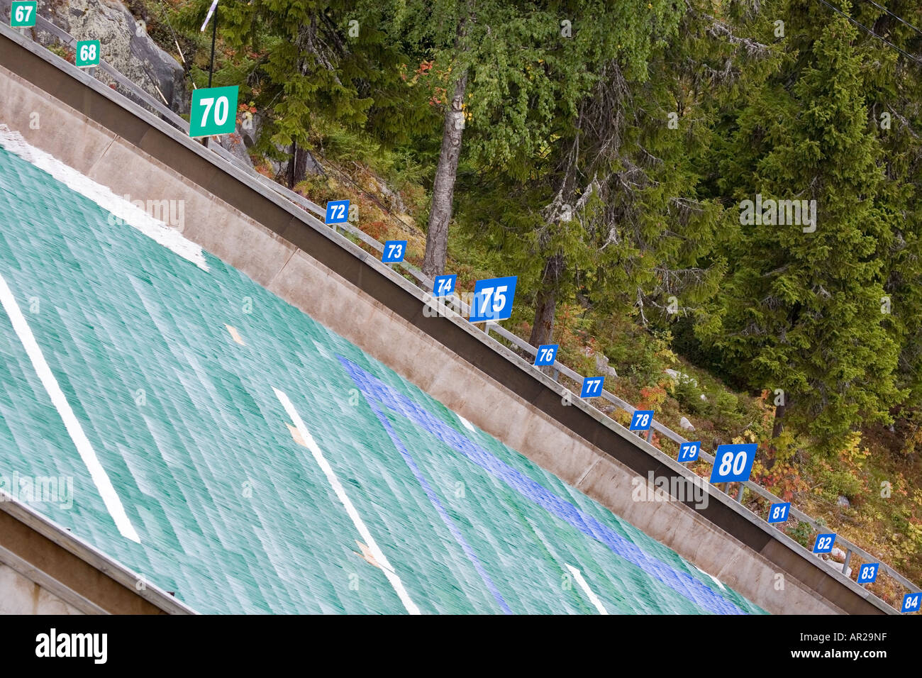 ski jump distance meters Stock Photo - Alamy
