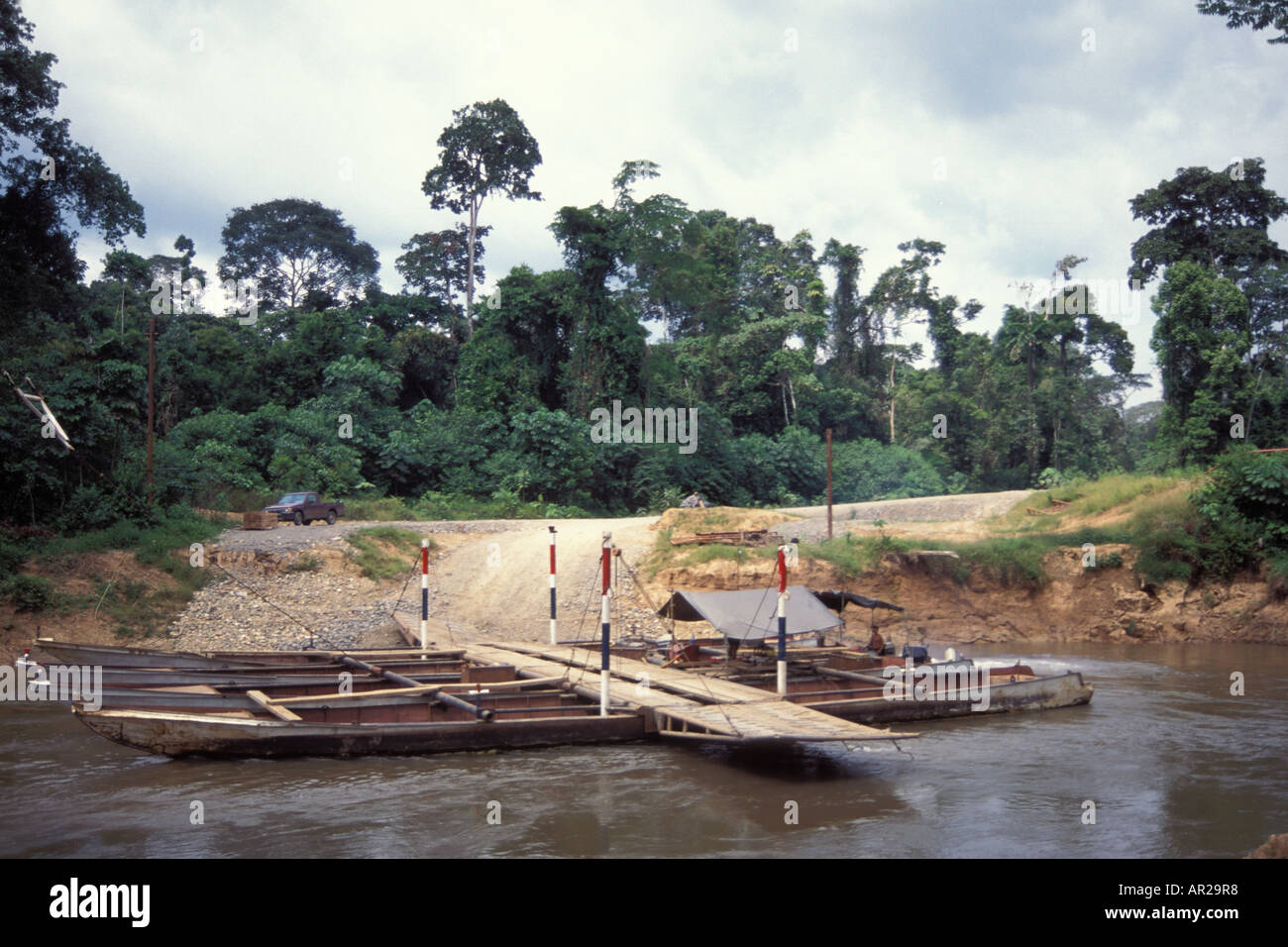 car bridge over a river in the Amazon Ecuador South America Stock Photo ...