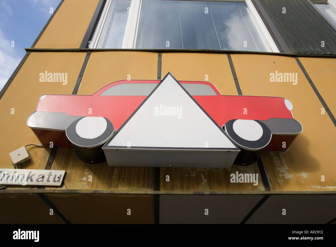 Driving licence school neon sign on building wall outside hi-res stock ...