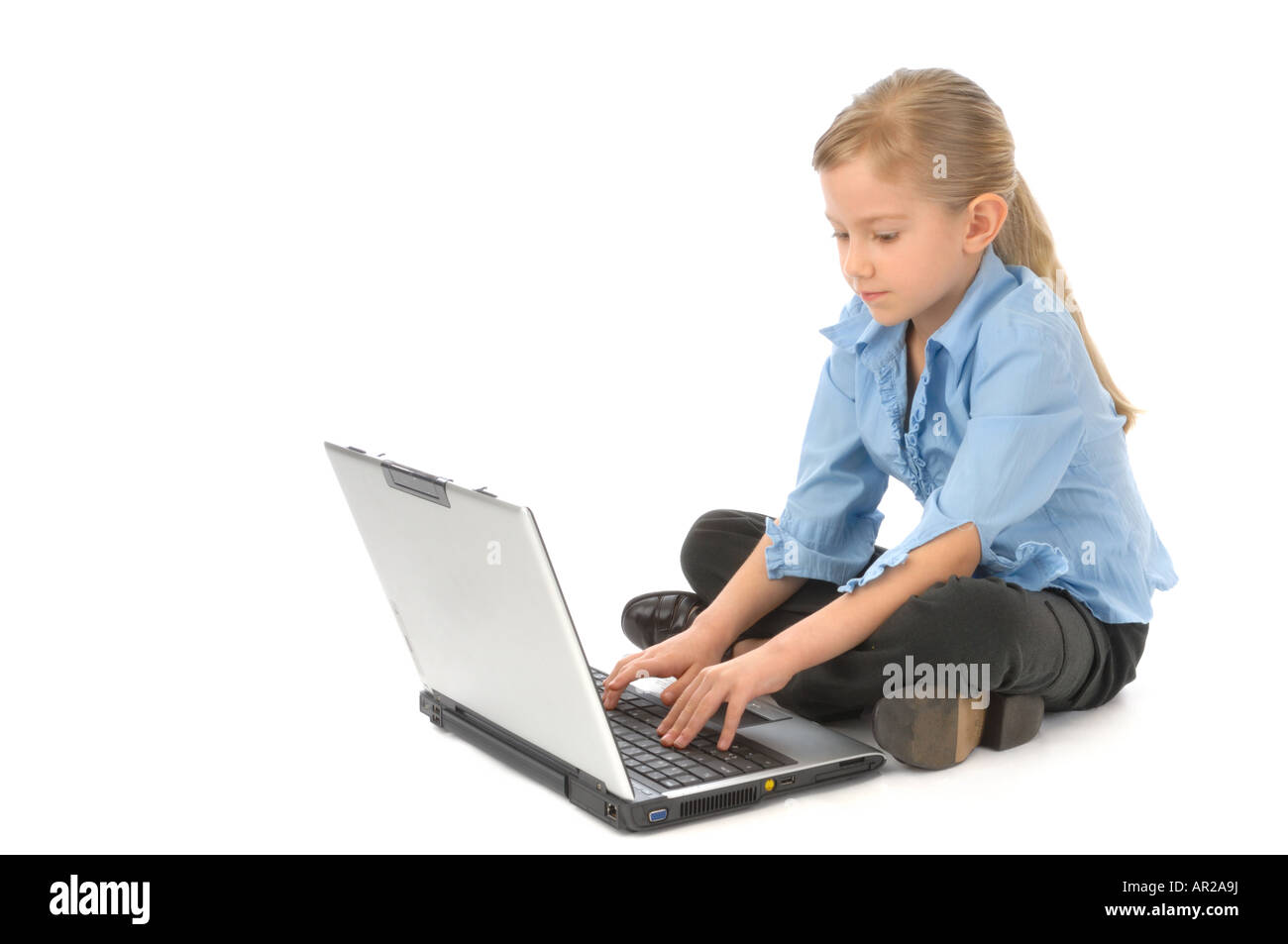 young girl at computer Stock Photo - Alamy