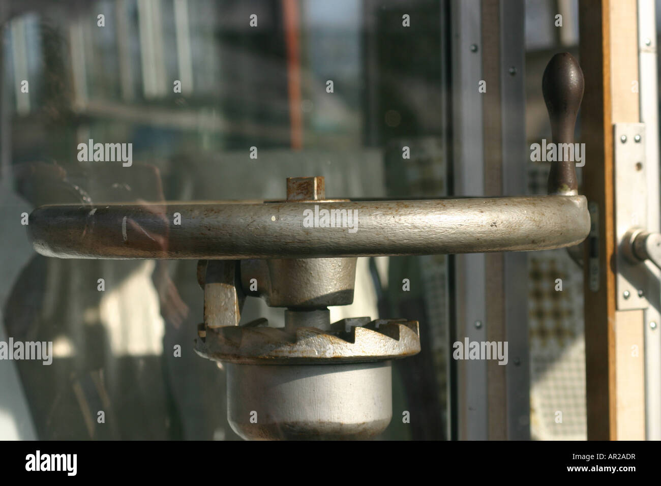 old diesel railway train driver control wheel Stock Photo - Alamy