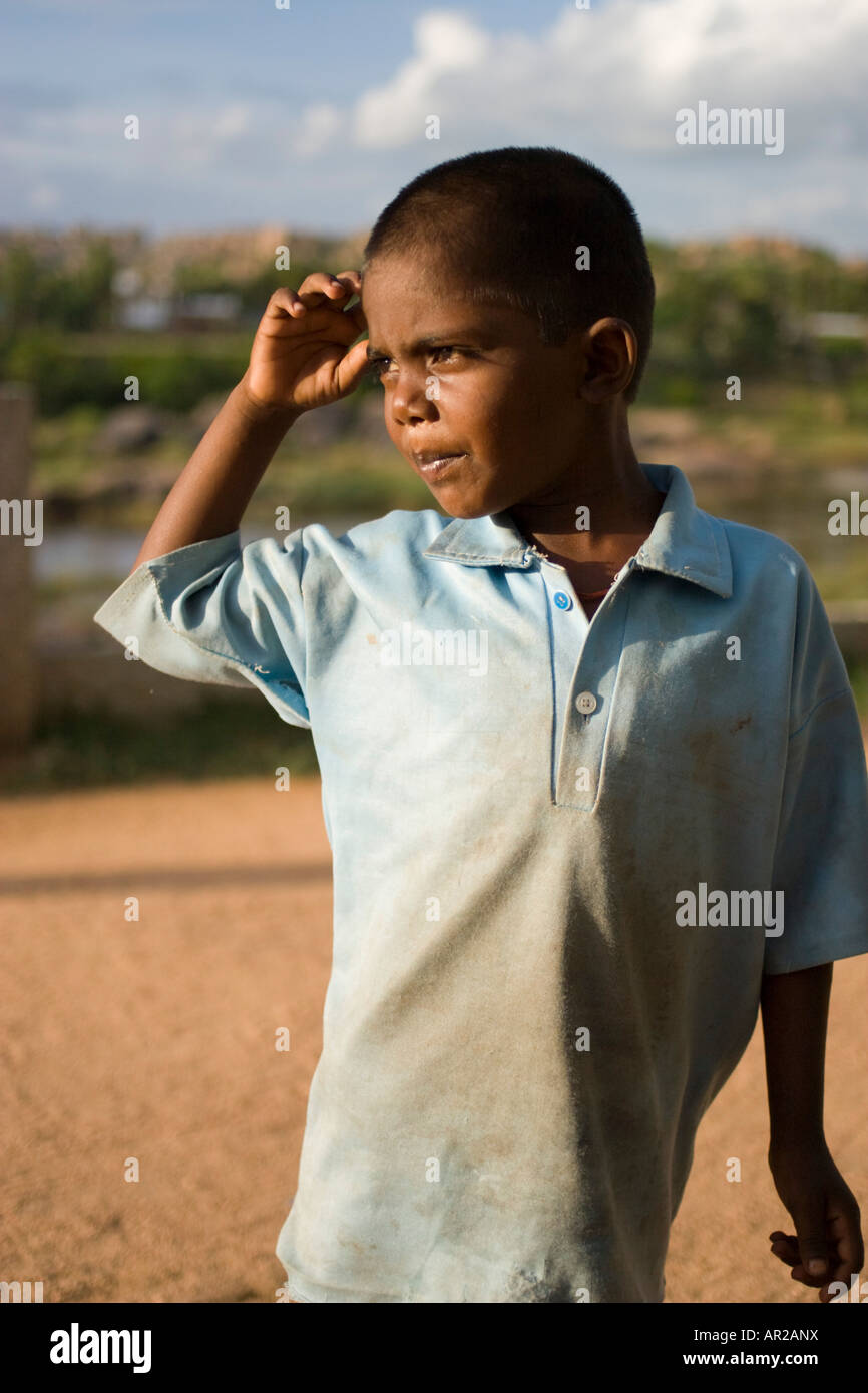 Portrait of a young indian boy in Hampi India Stock Photo - Alamy