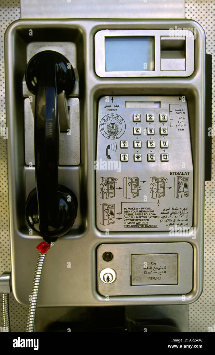 Dubai UAE Communications Etisalat public phone Stock Photo - Alamy