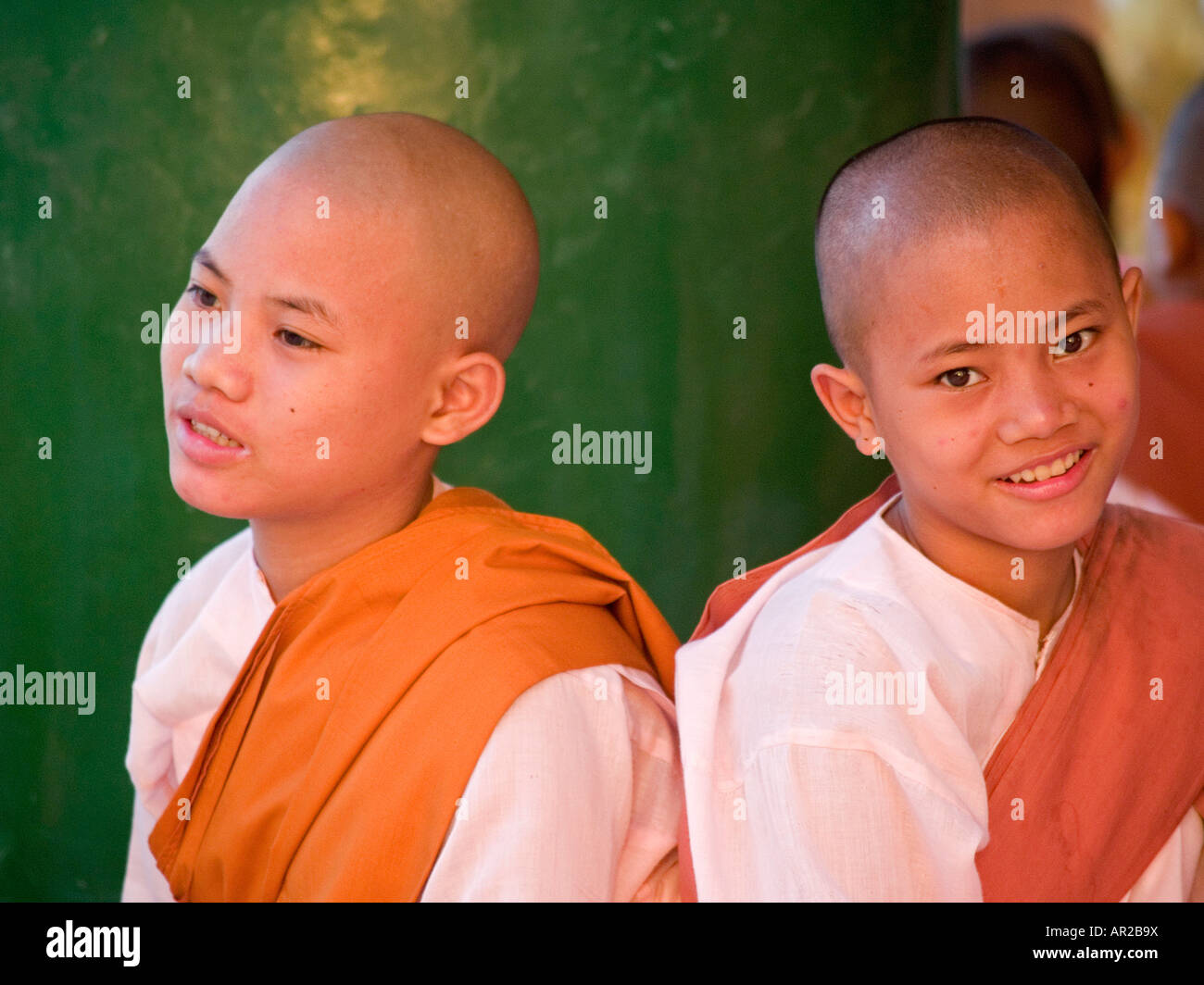 young Burmese nuns at Shwedagon Paya Burma s most famous temple in ...