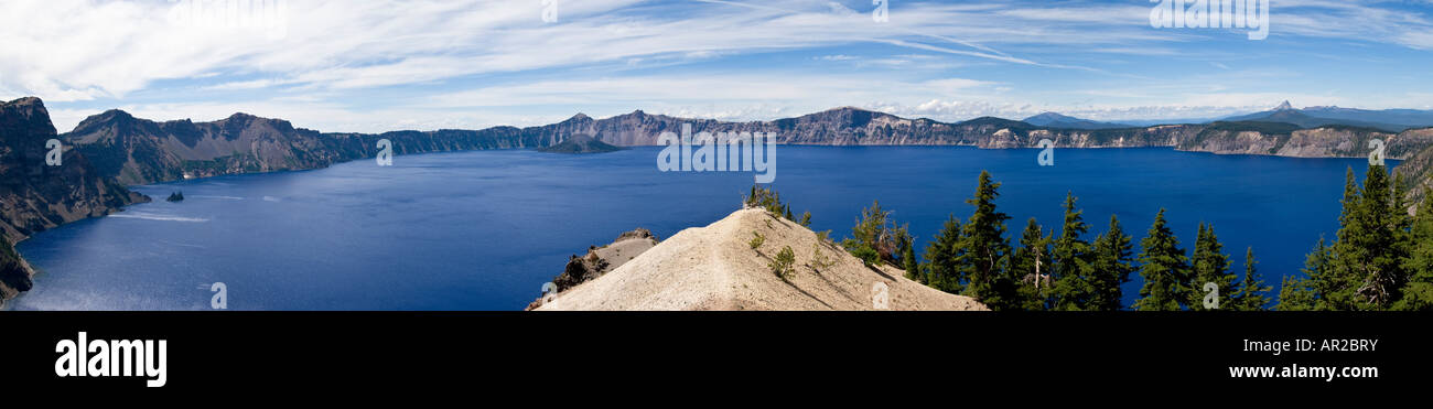 Panoramic view of Crater Lake, Crater Lake National Park, Oregon Stock ...