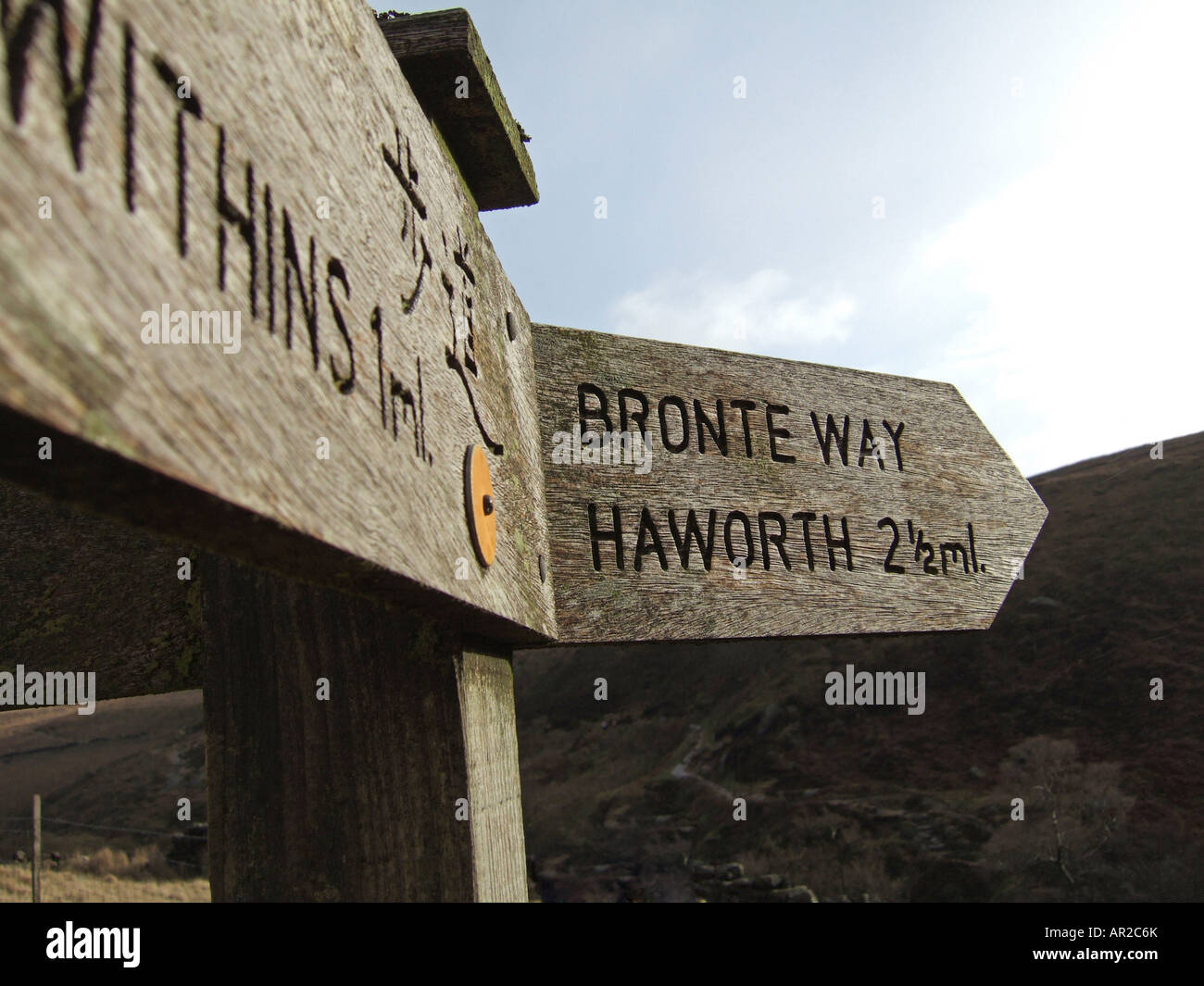 footpath signs on the Bronte Way, yorkshire Stock Photo - Alamy