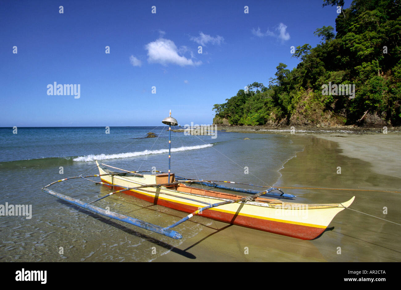 Philippines Palawan outrigger boat on beach near Sabang Stock Photo - Alamy